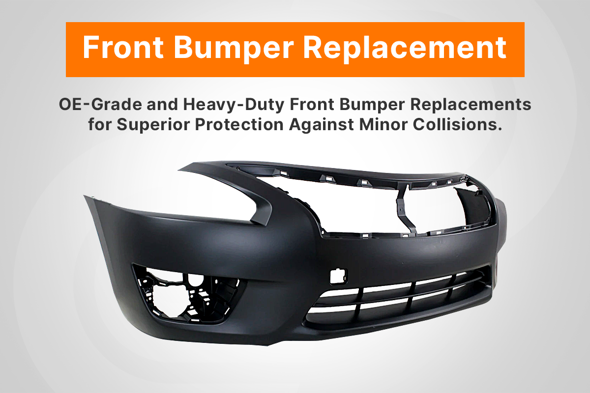 Front Car Bumper Replacement - Chrome, Painted Black | CarParts.com