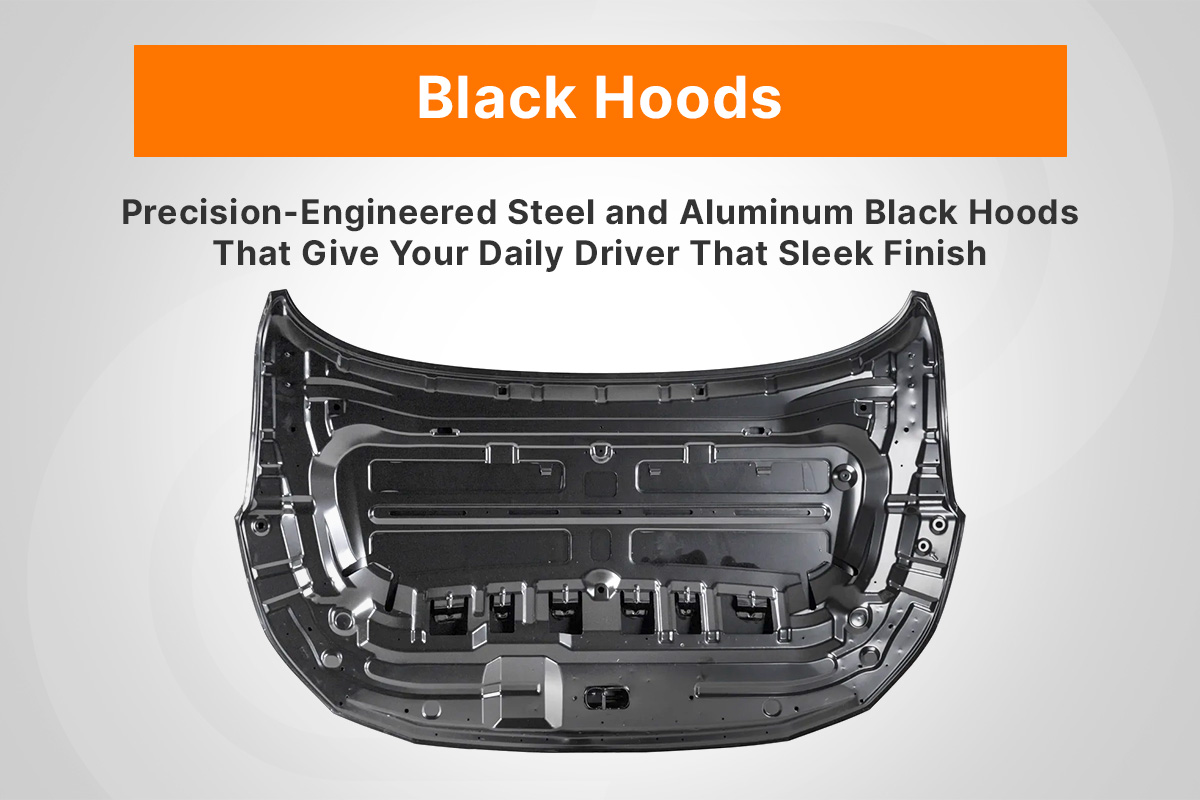 Black Car Hoods - Steel, Aluminum | CarParts.com