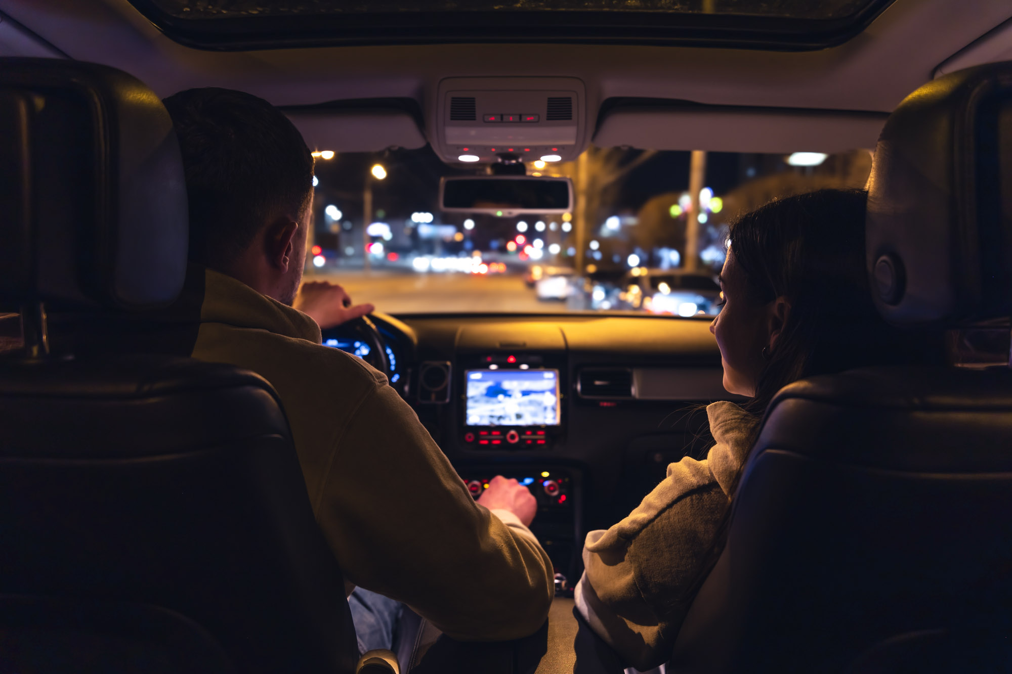 Man Driving Car Night